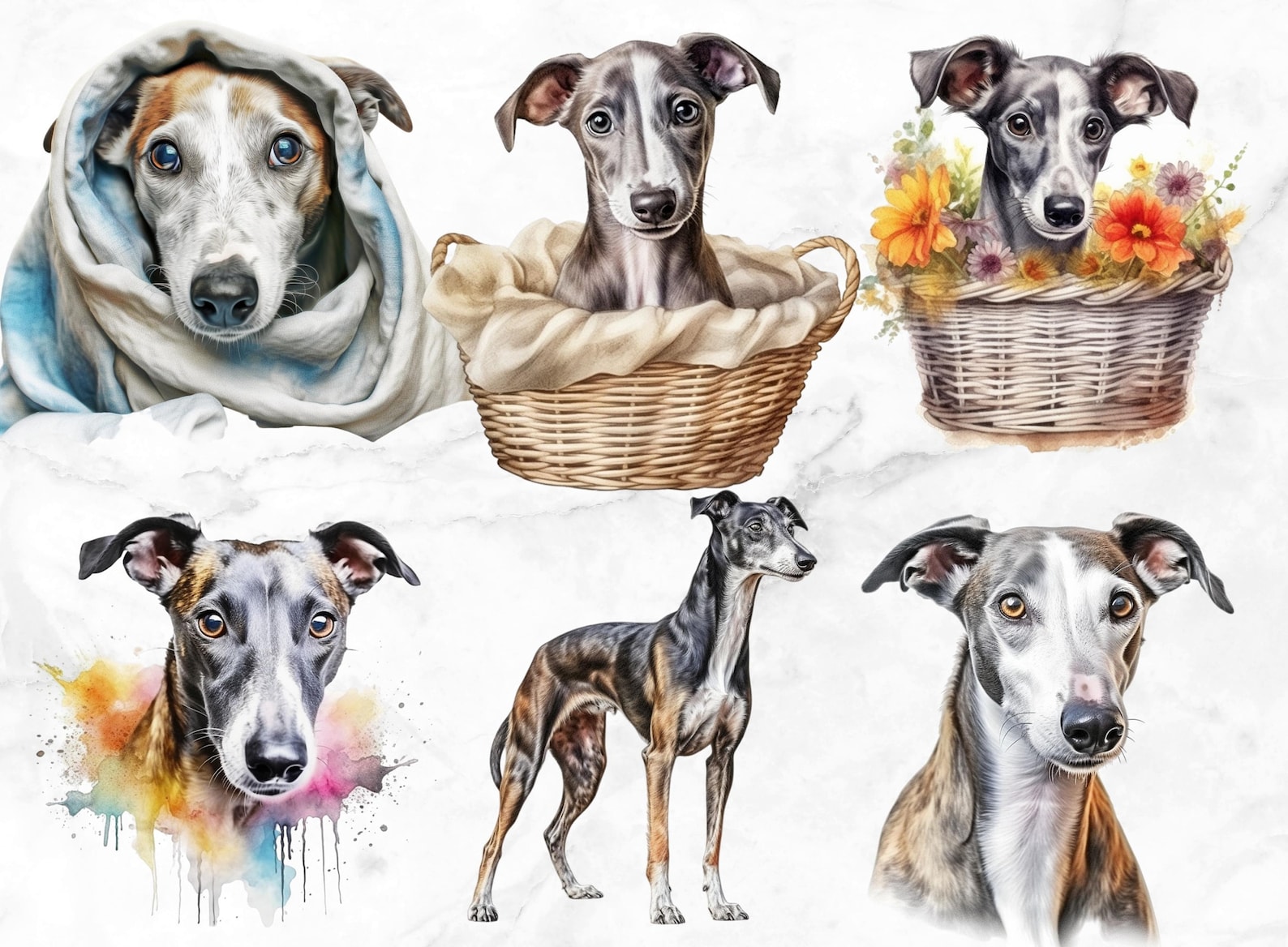Greyhound Clipart Bundle - 18 High Quality PNG&JPG 300DPI - Digital ...
