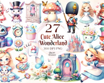 Alice in Wonderland Clipart Alice Clip Art Bundle, Watercolor Alice ...
