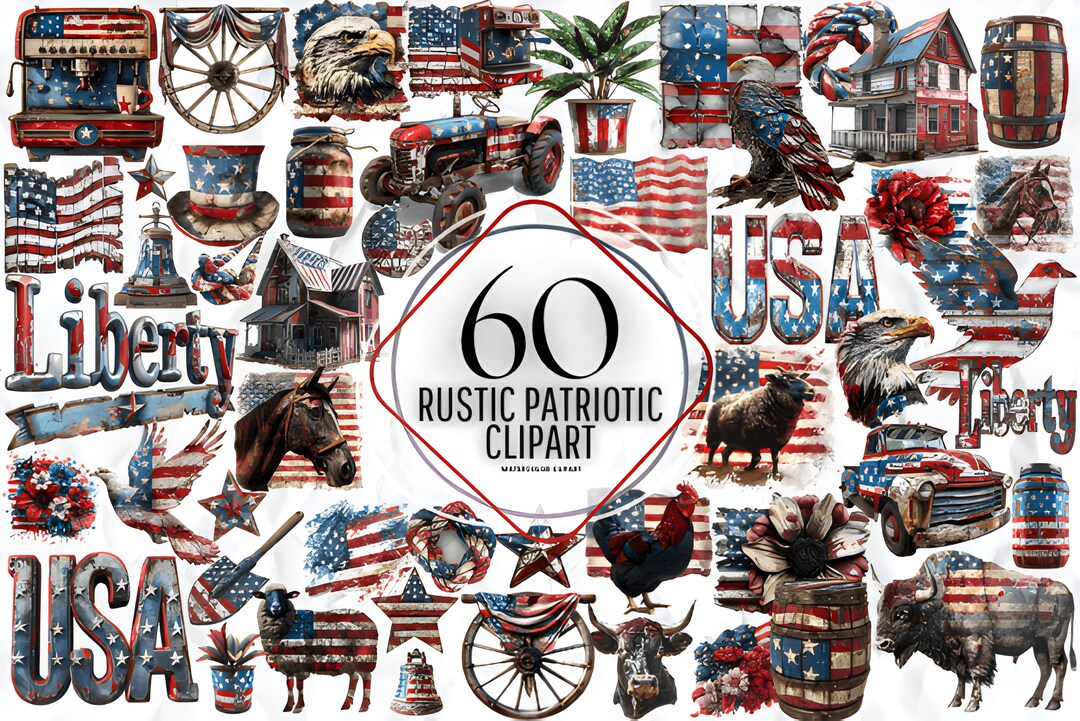 Rustic Patriotic Clipart Rustic Patriotic Clipart 4th of July PNG ...