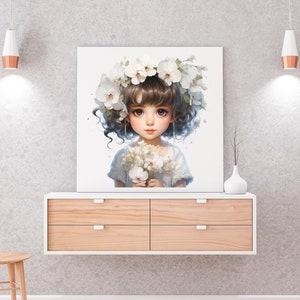 Chibi Girls Orchid Flowers, Watercolor Girls, Cute Illustrations ...