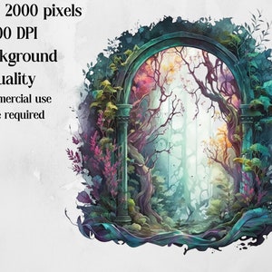 Forest Window Watercolor Clipart, Window Clipart, Interior Room, Magic ...
