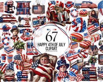 Watercolor Fourth of July Clipart Bundle 140 DIGITAL PNG Graphics for ...