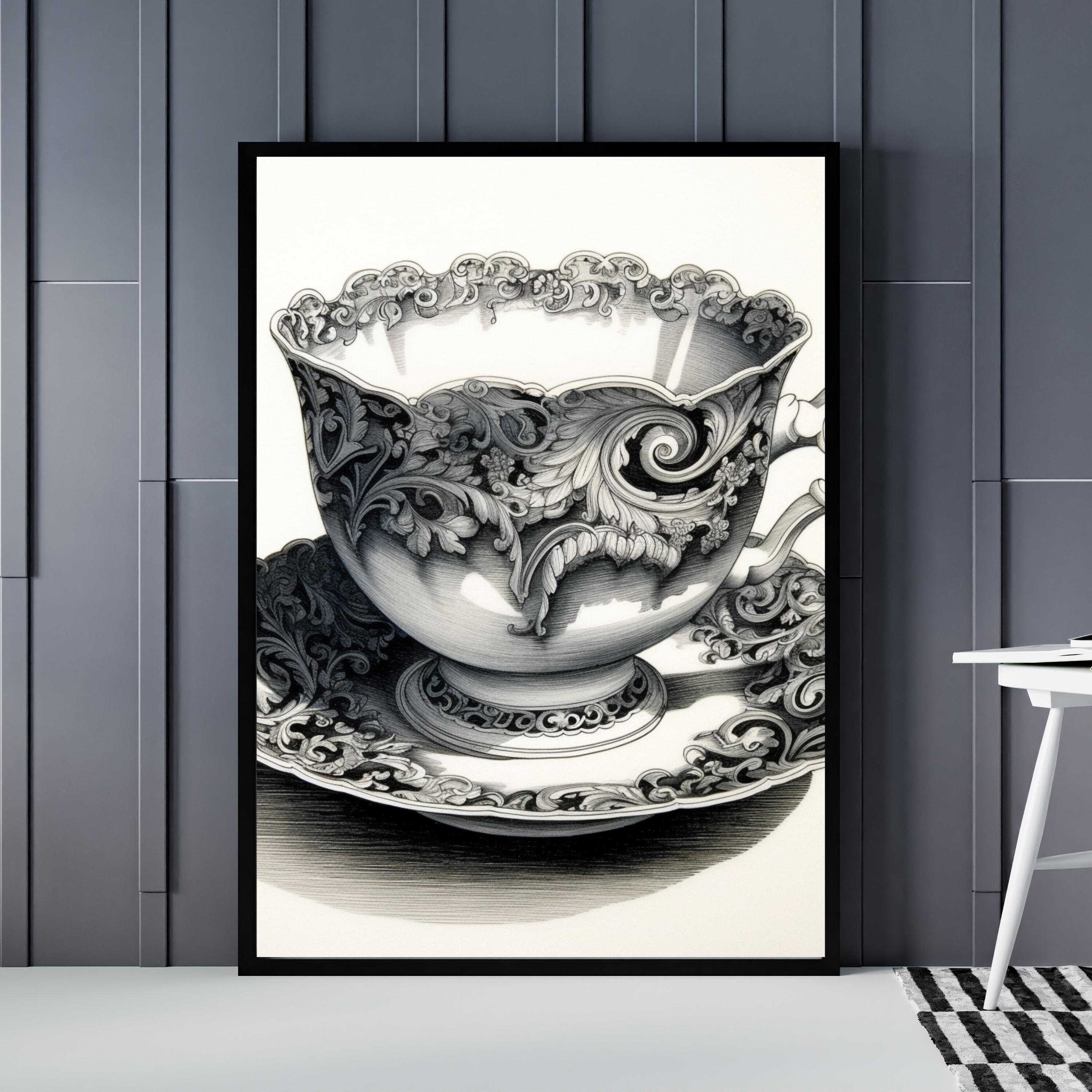 Vintage Teacup Wall Art Antique Tea Time JPG Digital Image - Etsy