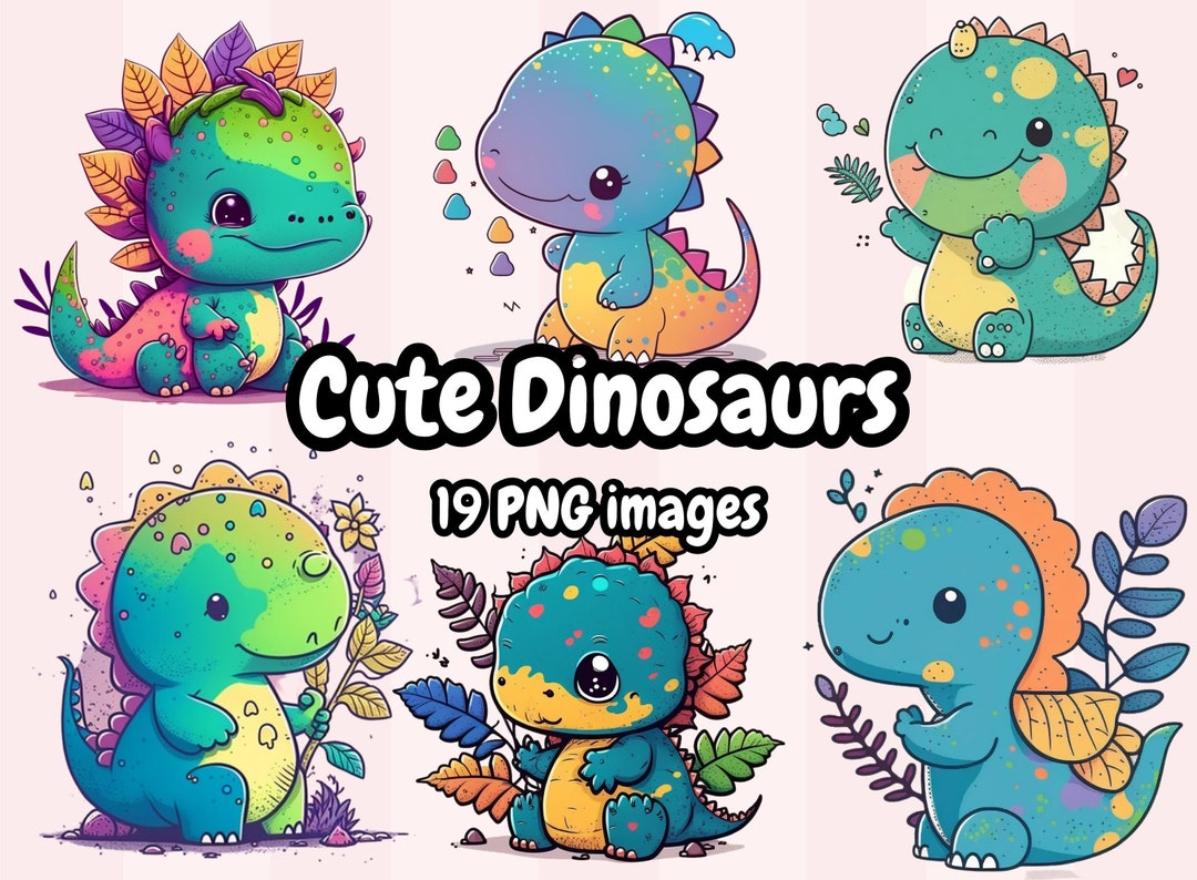Kawaii Dinosaurs Clipart, Cute Dinosaurs Download, Instant Download ...