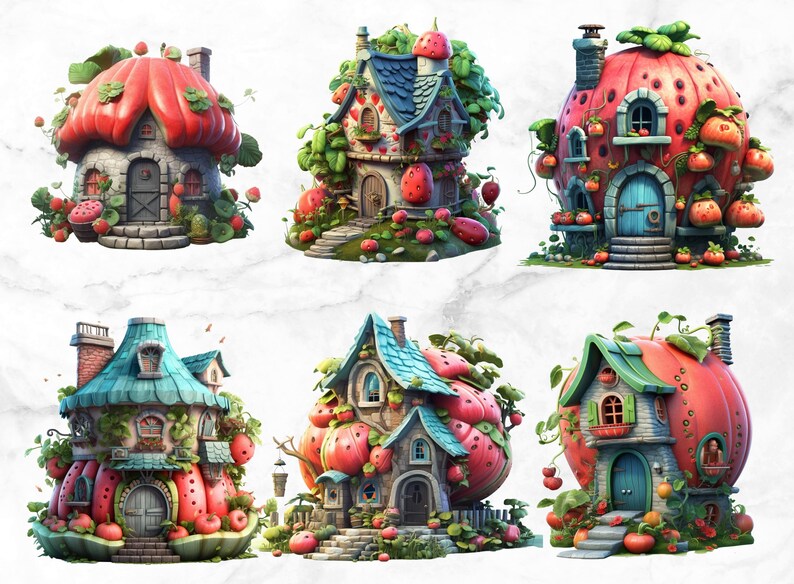 Watermelon Fairy House Watercolor Fantasy Clipart,kids Art Clipart ...