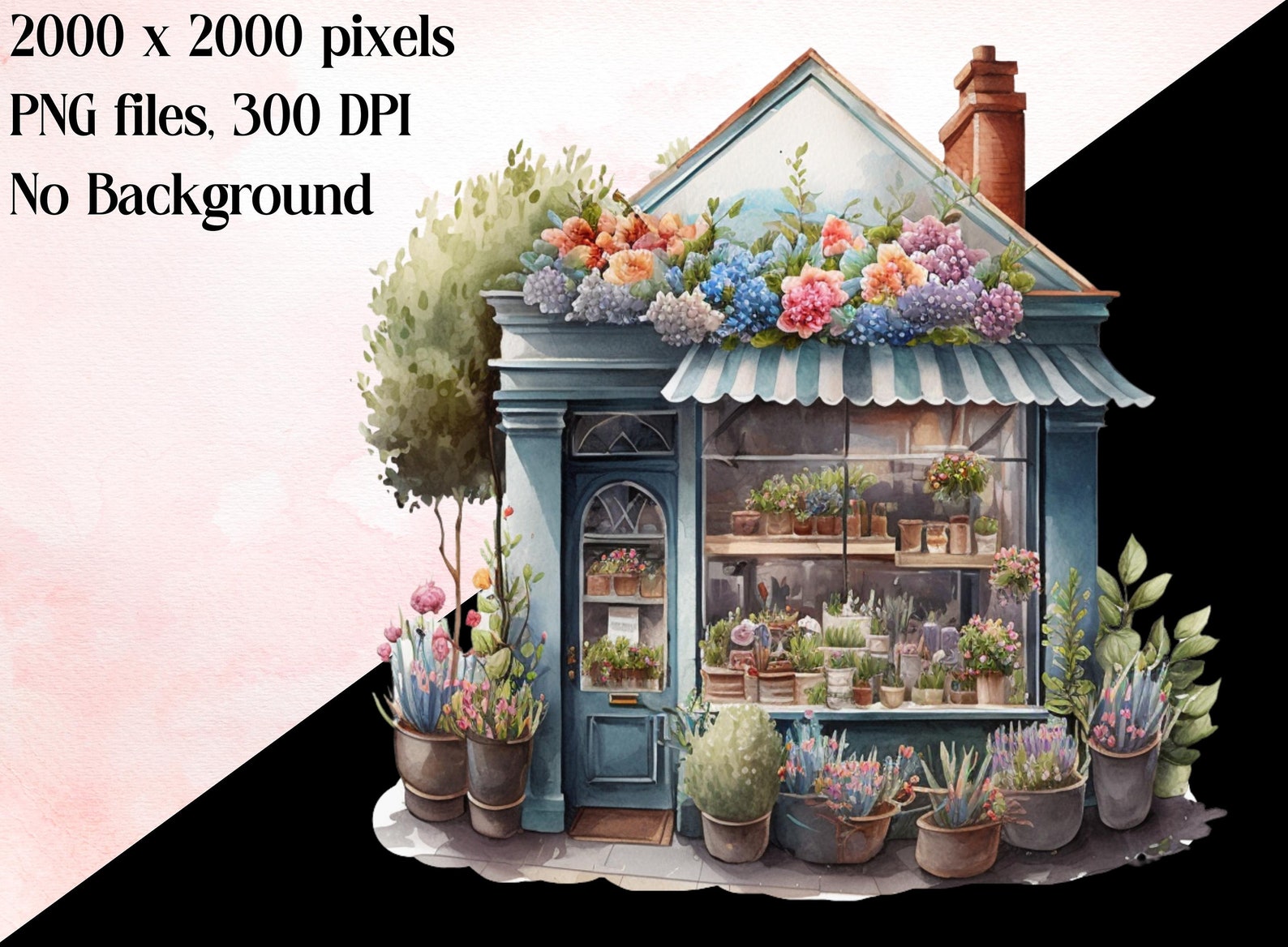 Flower Shop Clipart, Floral Shop Png, Flower Market, Watercolour Shop ...