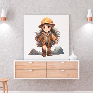 Cute Archeologist Chibi Girls,watercolor Girls, Cute Illustrations ...