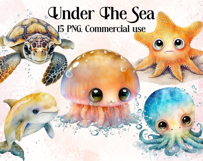 Sea Animals Clipart, Sea Life Clip Art, Sealife Clipart, Animals ...