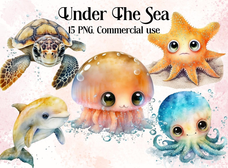 Fish Clipart Watercolor Fish Under the Sea Clip Art Dolphin - Etsy