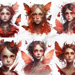 Red Fairy Fantasy Clipart Bundle,fairies Png, Fantasy Art, Fairy Tale ...