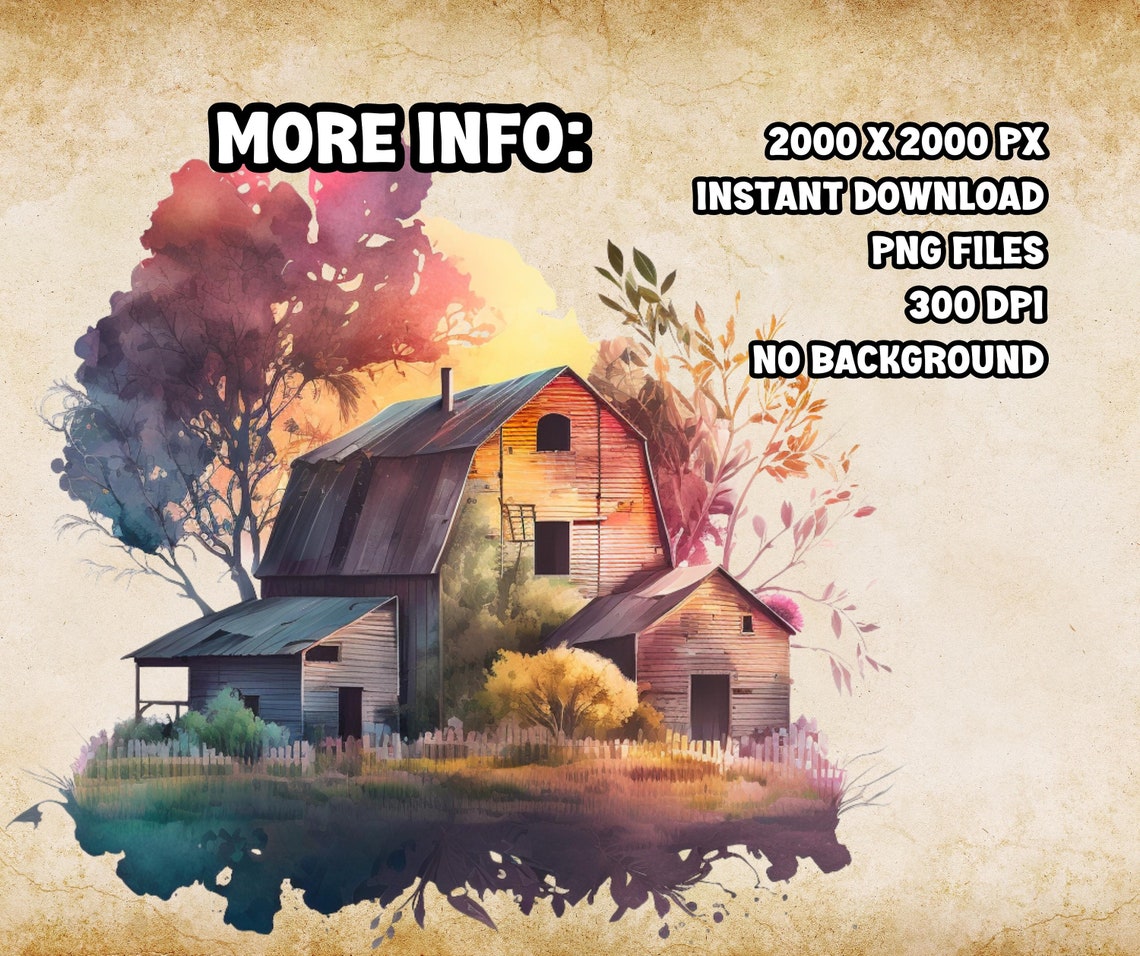 Farm Barn Watercolor Clipart Farmhouse Clipart Barn Bundle - Etsy