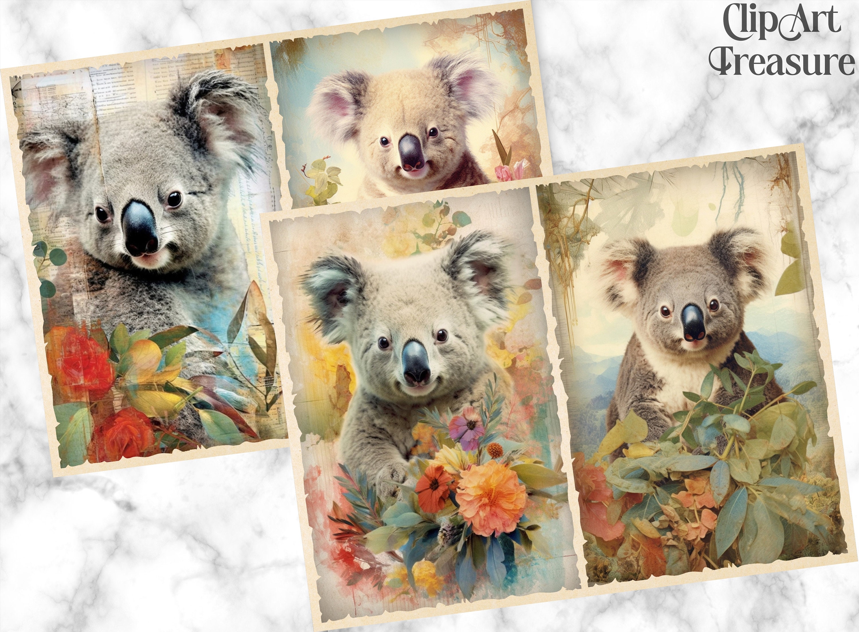 Watercolor Koala Junk Journal Printable Page Koala Junk - Etsy