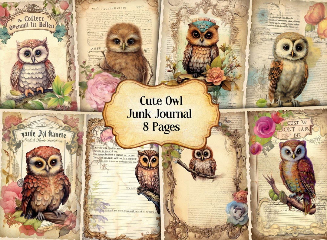 Watercolor Cute Owl Junk Journal Printable Page, Little Owl Junk ...