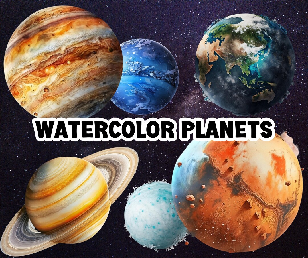 Watercolor Planets Clipart - Solar System Download - Instant Download ...