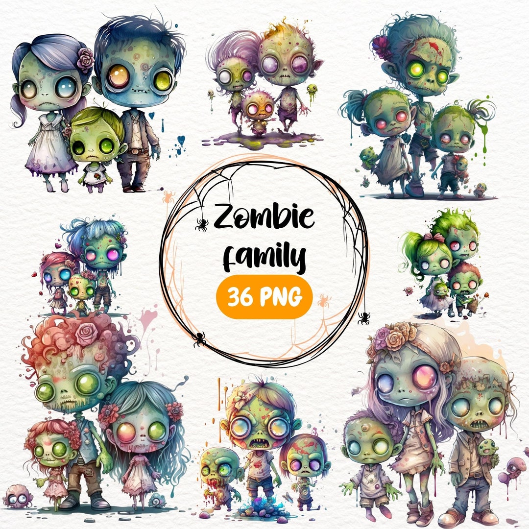 Zombie Family Clipart Kawaii Cute Zombie PNG Chibi Kawaii Undead Girl ...