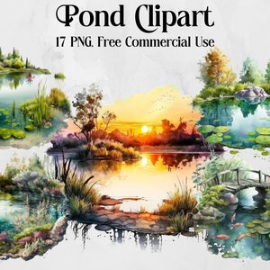 Pond Clipart. Lake Clipart. Garden Clipart, PNG. Summer Rest, Lotus ...