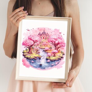 Watercolour Cherry Blossom Pixie Clipart, Princess Fantasy PNG Digital Image Downloads for Card ...