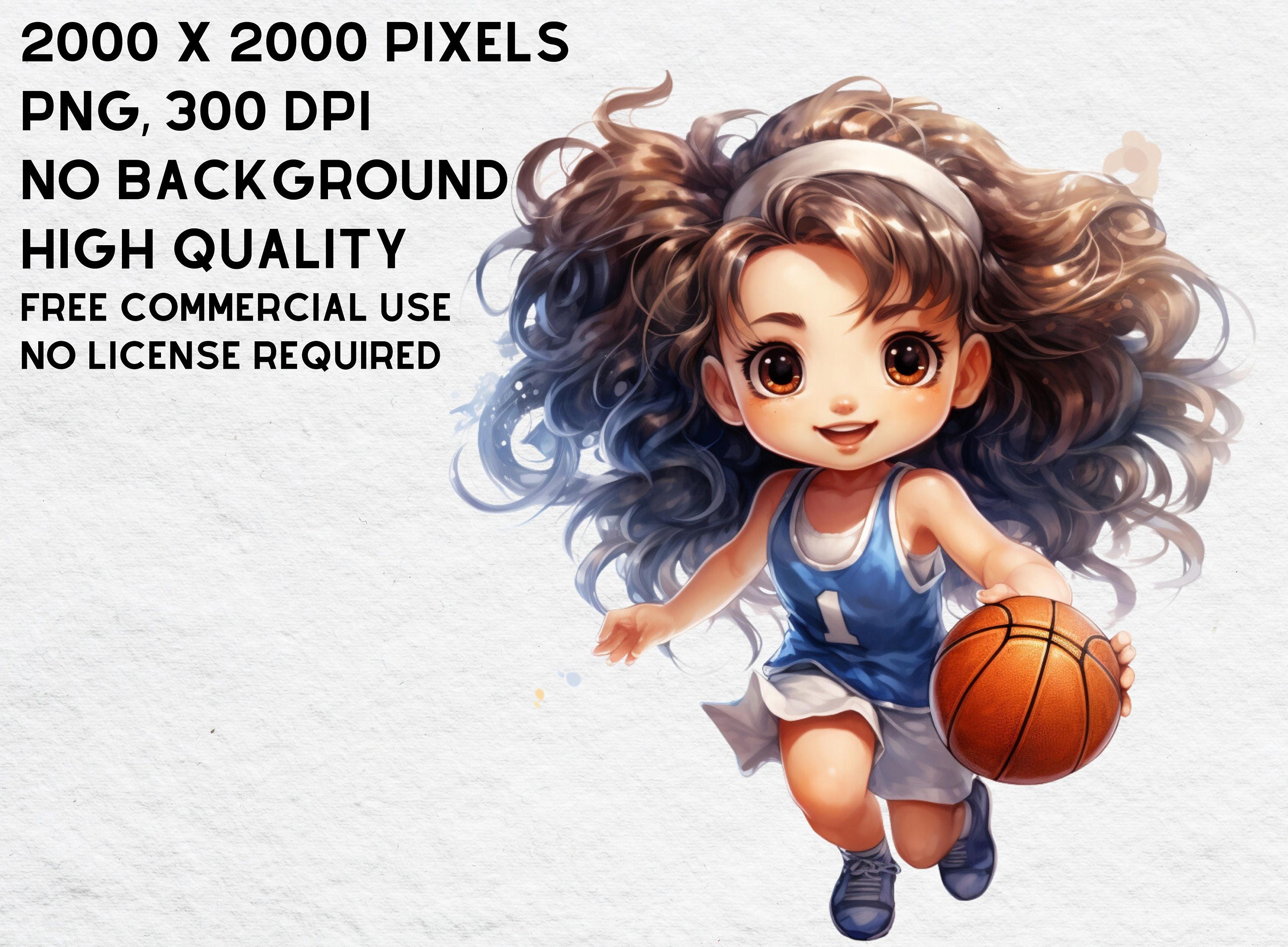 Cute Chibi Basketball Girls, Watercolor Girls, Cute Illustrations ...