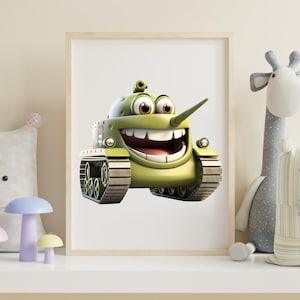 Cute Tank Clipart, Cute Army Tank Cartoon for Kids,instant Download ...