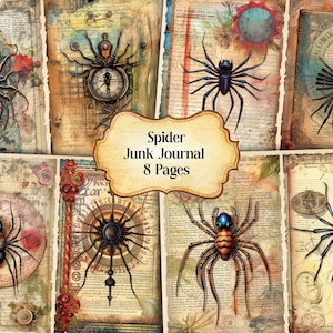 Watercolor Spider Junk Journal Printable Page, Spider Junk Journal ...