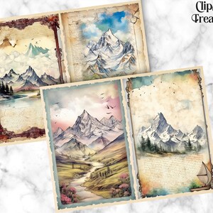 Watercolor Mountains Journal Printable Page, Mountains Landscape Junk ...