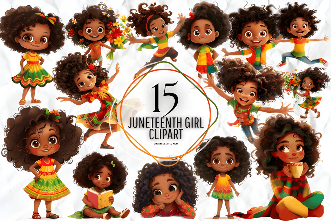 Funny Juneteenth Girl Clipart - PNG Funny Dancing Lady Whimsy People ...