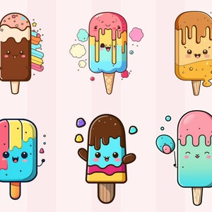 Kawaii Popsicles Clipart - Popsicle Clipart - Instant Download - Summer ...