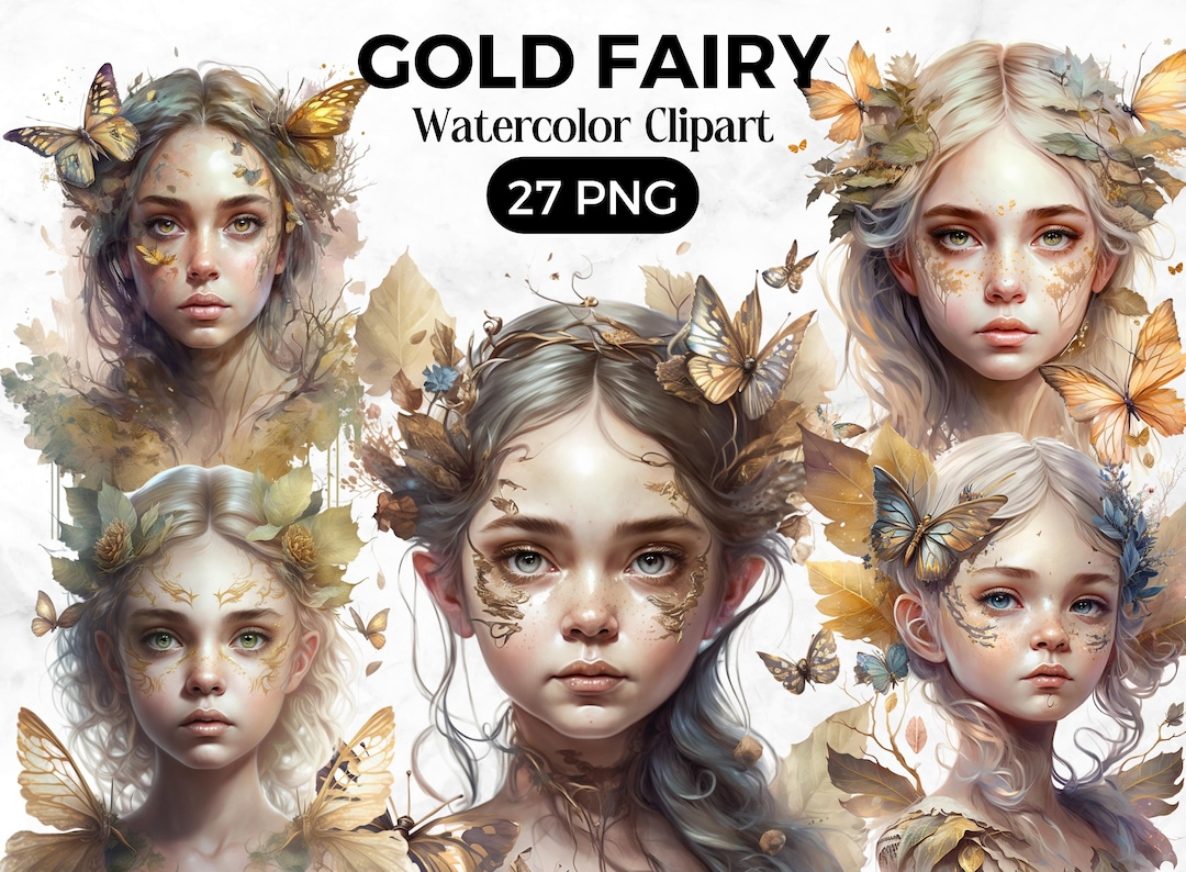 Gold Fairy Fantasy Clipart Bundle,fairies Png, Fantasy Art, Fairy Tale ...