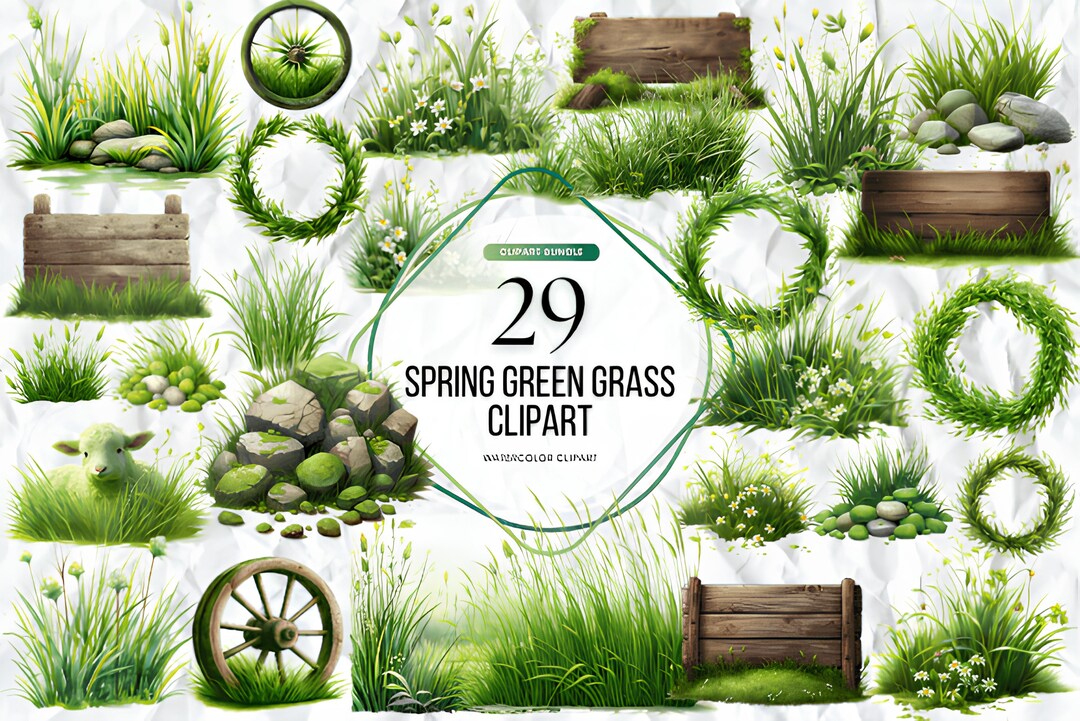 Watercolor Spring Easter Grass Clipart - Spring Tufts of Grass ...
