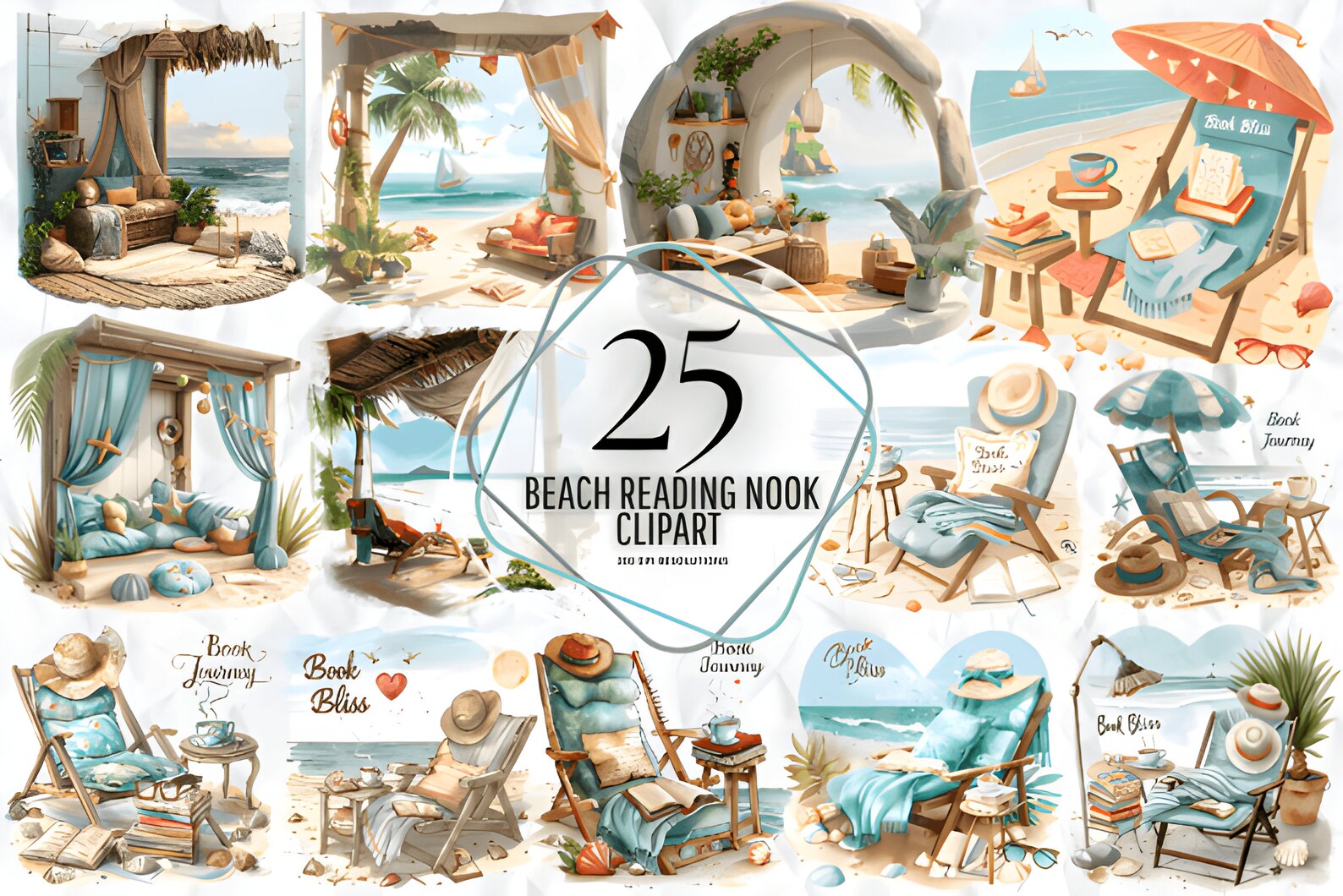 Beach Reading Nook Clipart - Reading on a Beach Png, Summer Reading ...