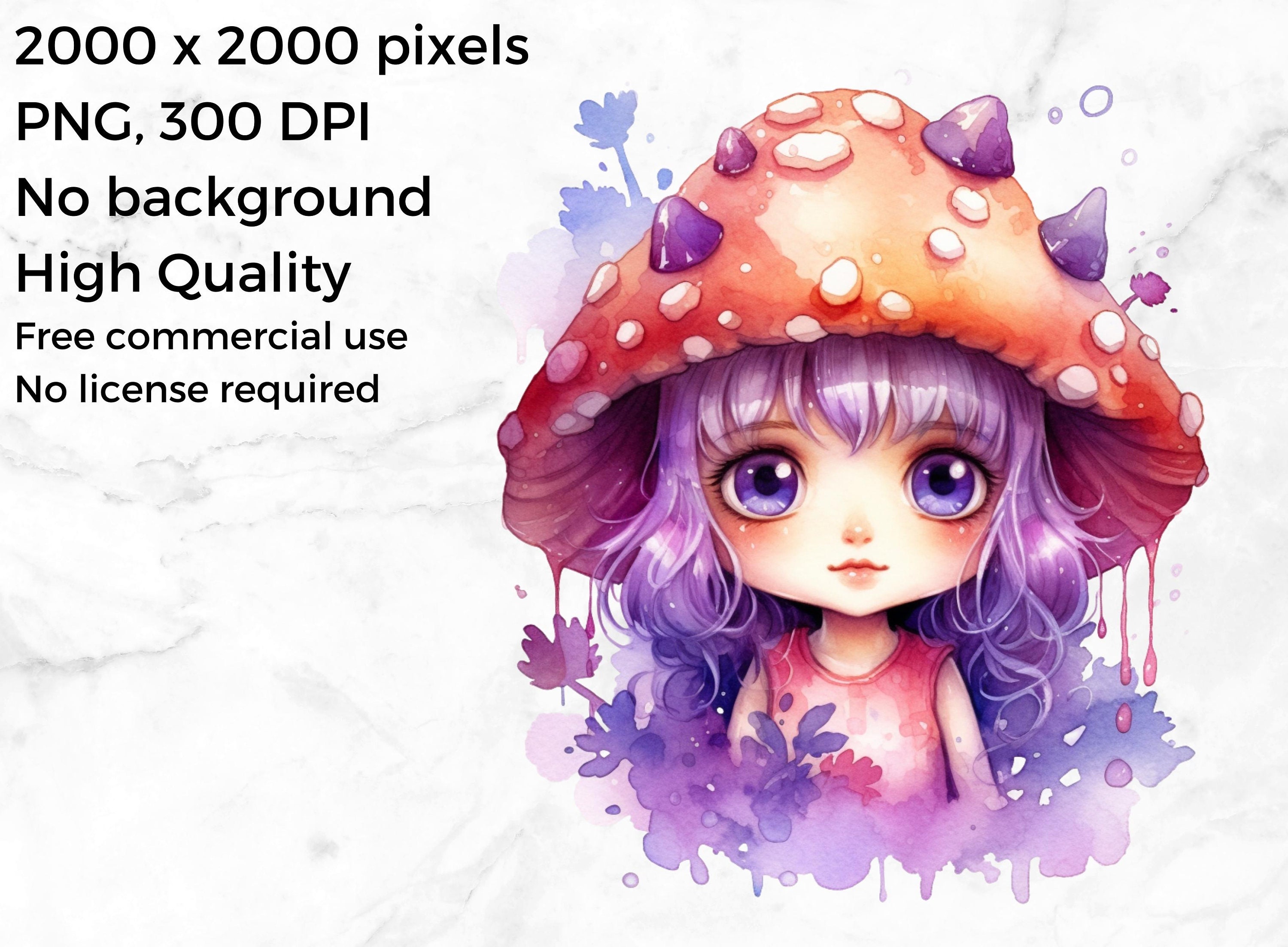 Watercolour Mushroom Pixie Clipart Fairytale Fantasy PNG - Etsy