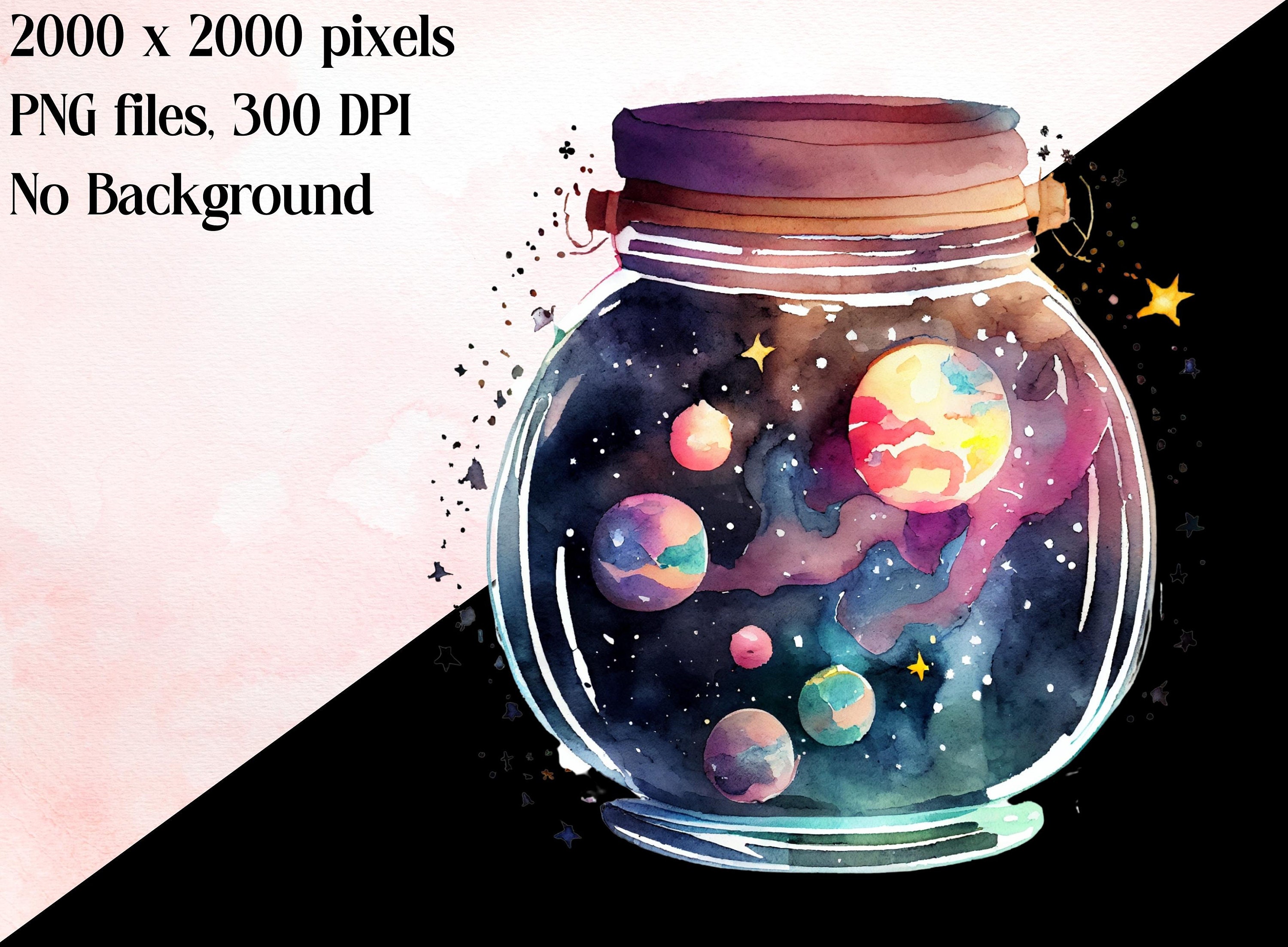 Watercolour Fantasy Cosmic Jars Clipart Fantasy Space PNG - Etsy
