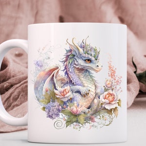 Watercolor Floral Baby Dragons Clipart, Flowers Baby Dragons Clip Art ...