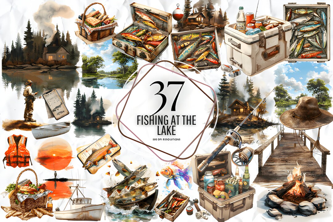 Summer Fishing at the Lake Clipart - Fishing Clipart, Boat Fishing ...