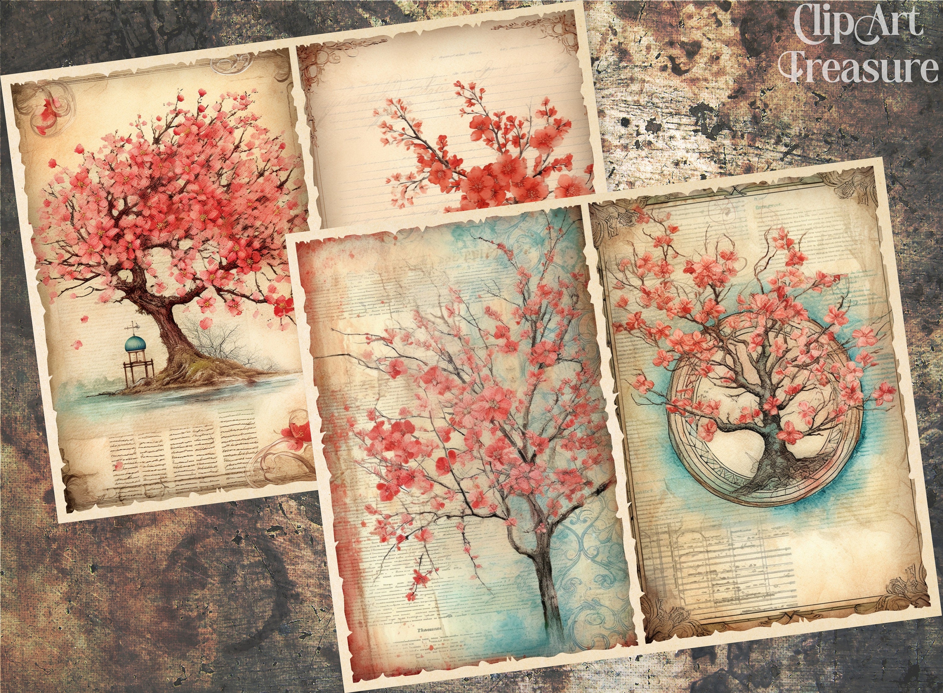 Cherry Tree Junk Journal Kit Vintage Cherry Trees Journal - Etsy