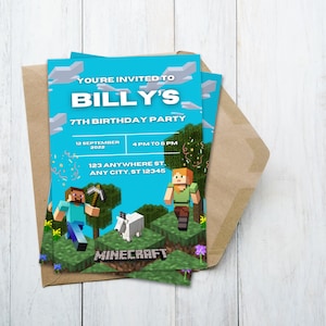 Editable Minecraft Birthday Invitation Personalized Kids - Etsy