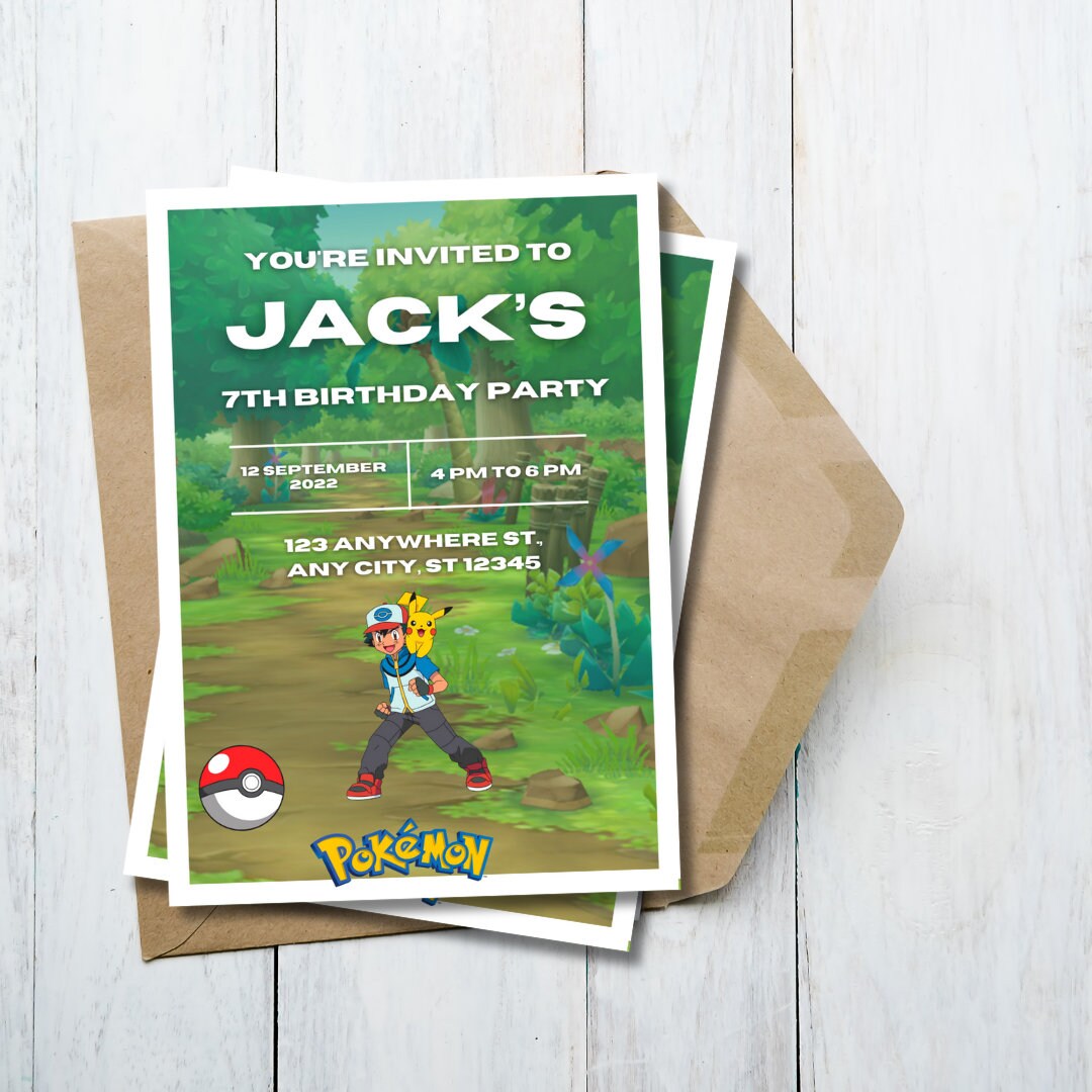 Editable Pokemon Birthday Invitation Personalized Kids - Etsy
