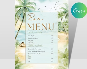 Bar Menu Template, Drink Menu Template, Customizable Drink Menu, Neon ...