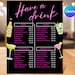 Neon Bar Menu Sign, Signature Drinks Sign, Cocktail Menu, Black Bar ...