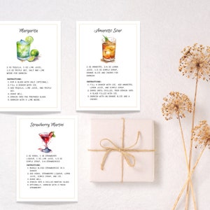 Drink Recipe Cards Template, Cocktail Recipe Cards, Printable Recipe ...