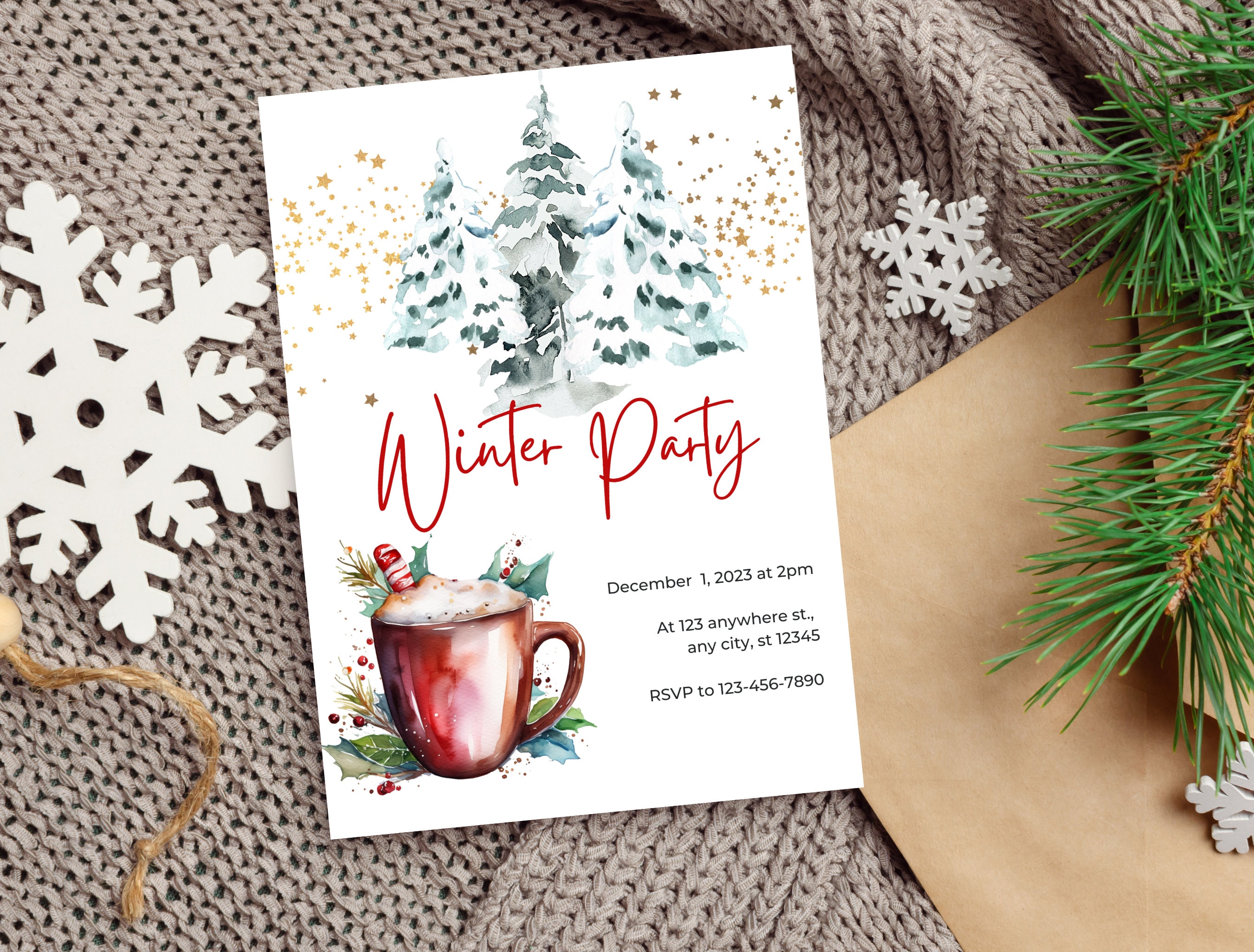 Hot Chocolate Party Invitation Template, Hot Chocolate Printable Card ...