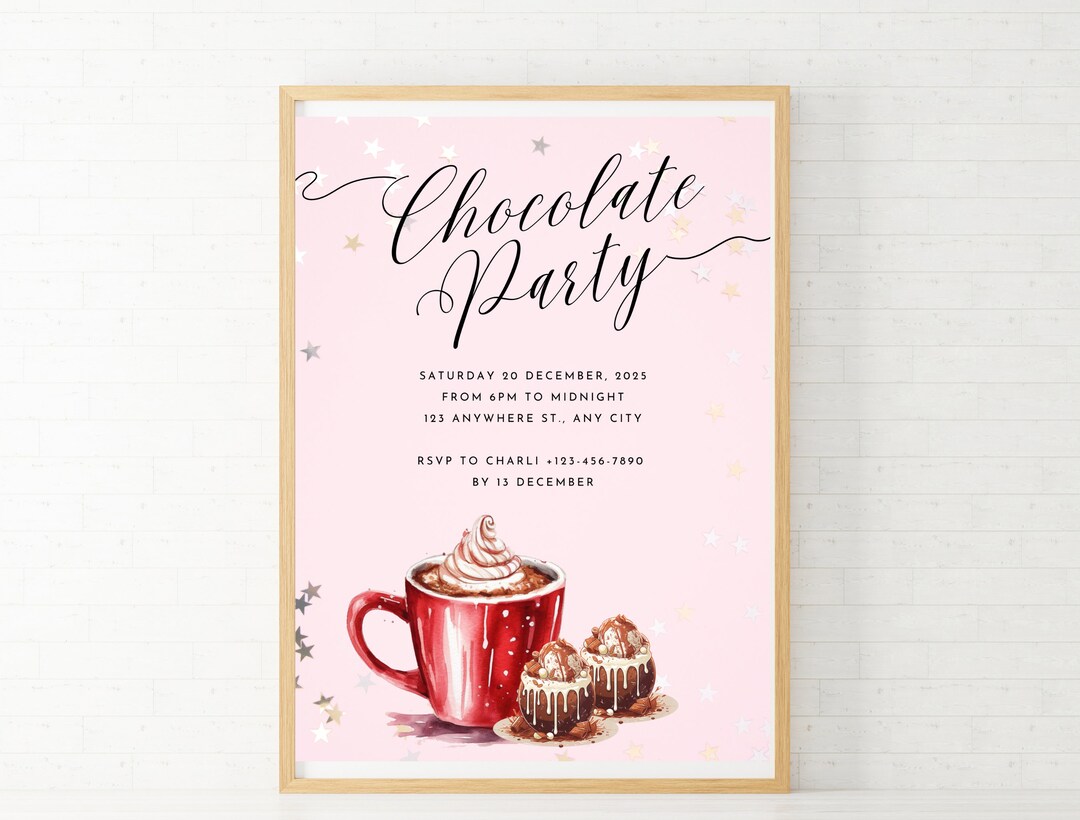 Hot Chocolate Party Invitation Template, Hot Chocolate Printable Card ...
