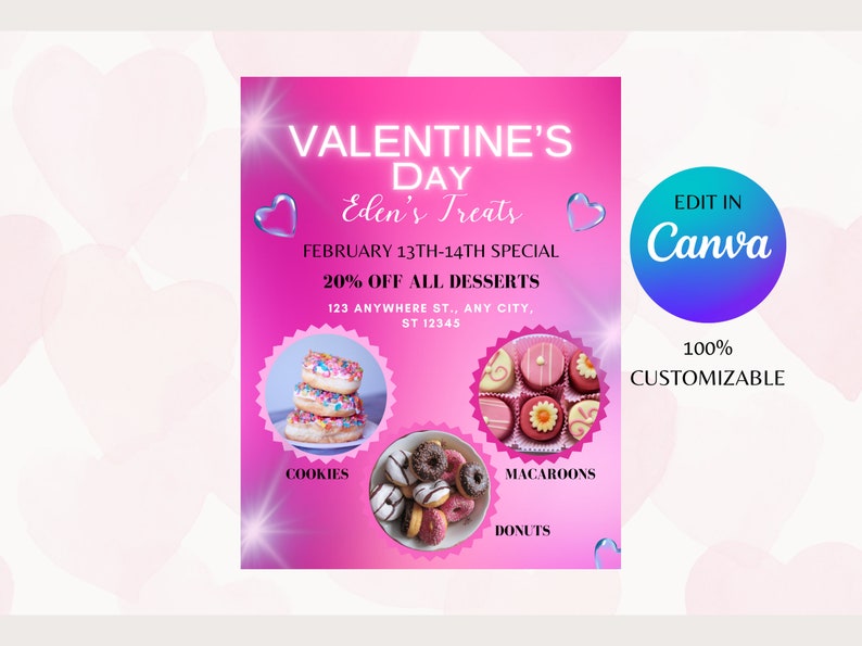 Editable Sweets Flyer Template, Valentine's Day Sweet Treats Menu ...