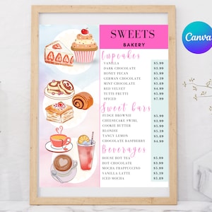 Bakery Menu Template, Dessert Menu Template, Sweet Treats Pricelist ...