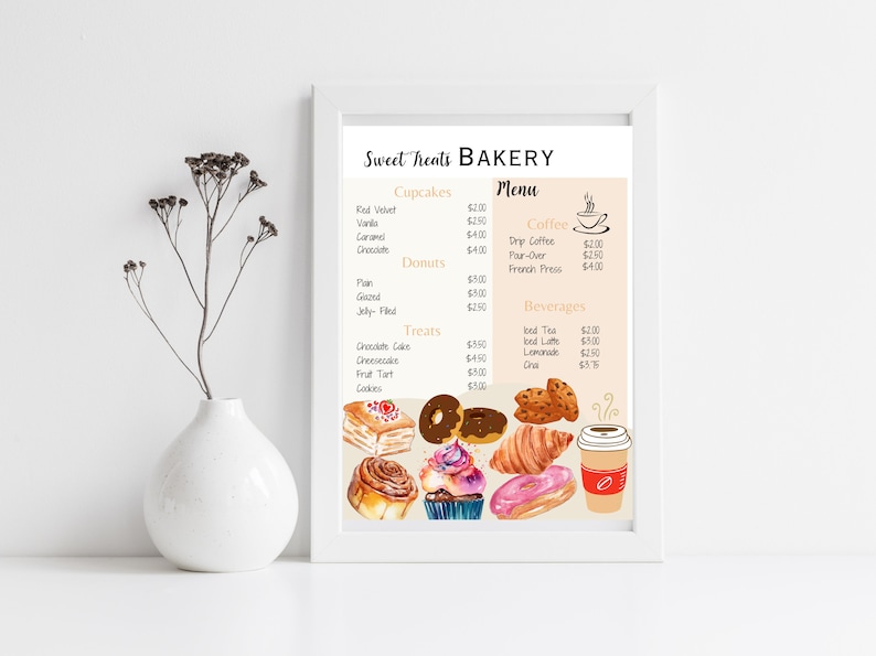 Bakery Menu Template, Dessert Menu Template, Sweet Treats Pricelist ...