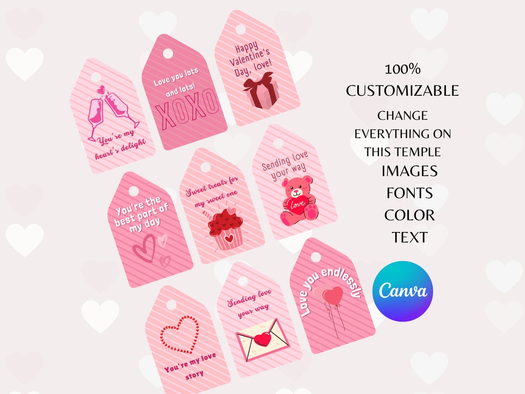 Valentine's Day Gift Tags, Happy Valentine's Day Gift Tags, Printable ...