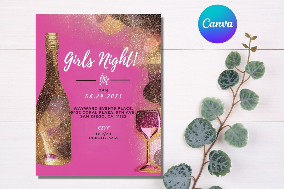 Girls Night Out Invitation, Girls Night Invite Digital, Ladies' Night ...