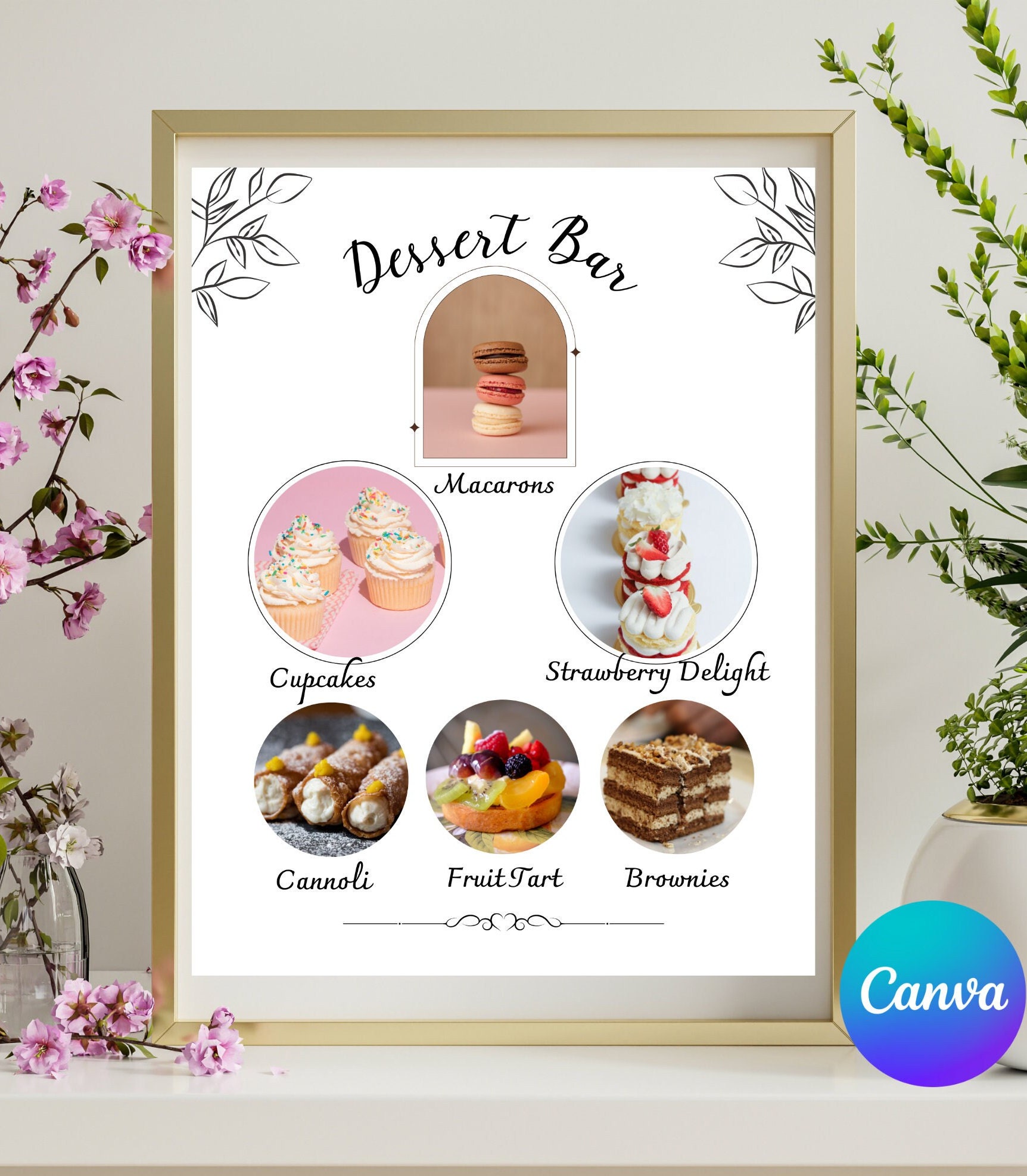 Dessert Bar Menu Sign Template, 8.5 X 11| 5 X 7 Design Your Own Dessert ...