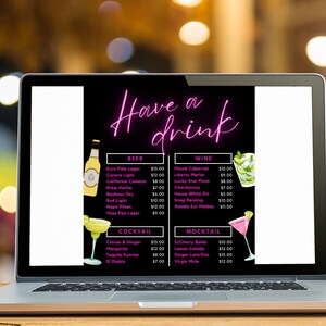 Bar Menu Template, Drink Menu Template, Customizable Drink Menu, Bar ...