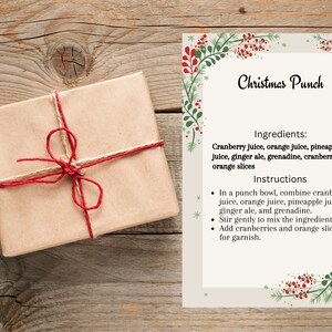 Christmas Drink Recipe Cards Template, Christmas Cocktail Recipe Cards ...